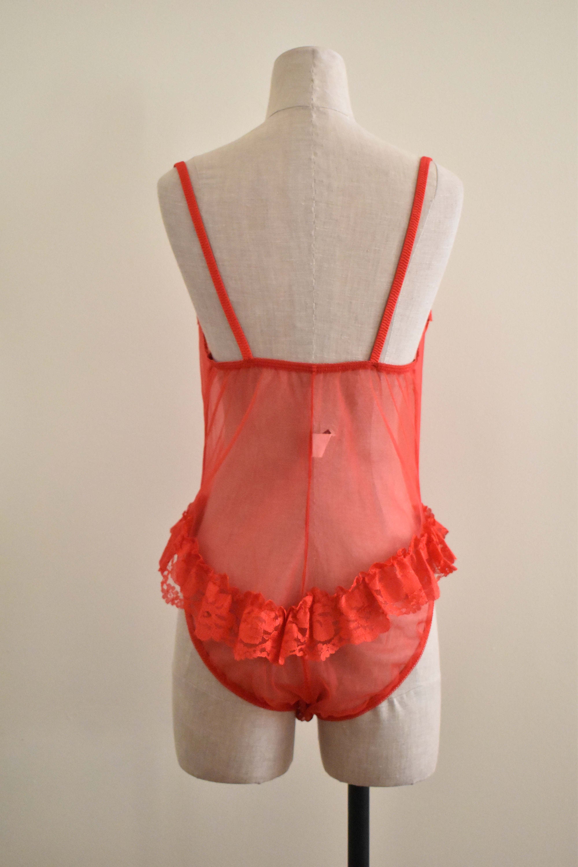 1980s Teddy Lingerie Vintage Red Lace Teddy Midnight Hour Etsy