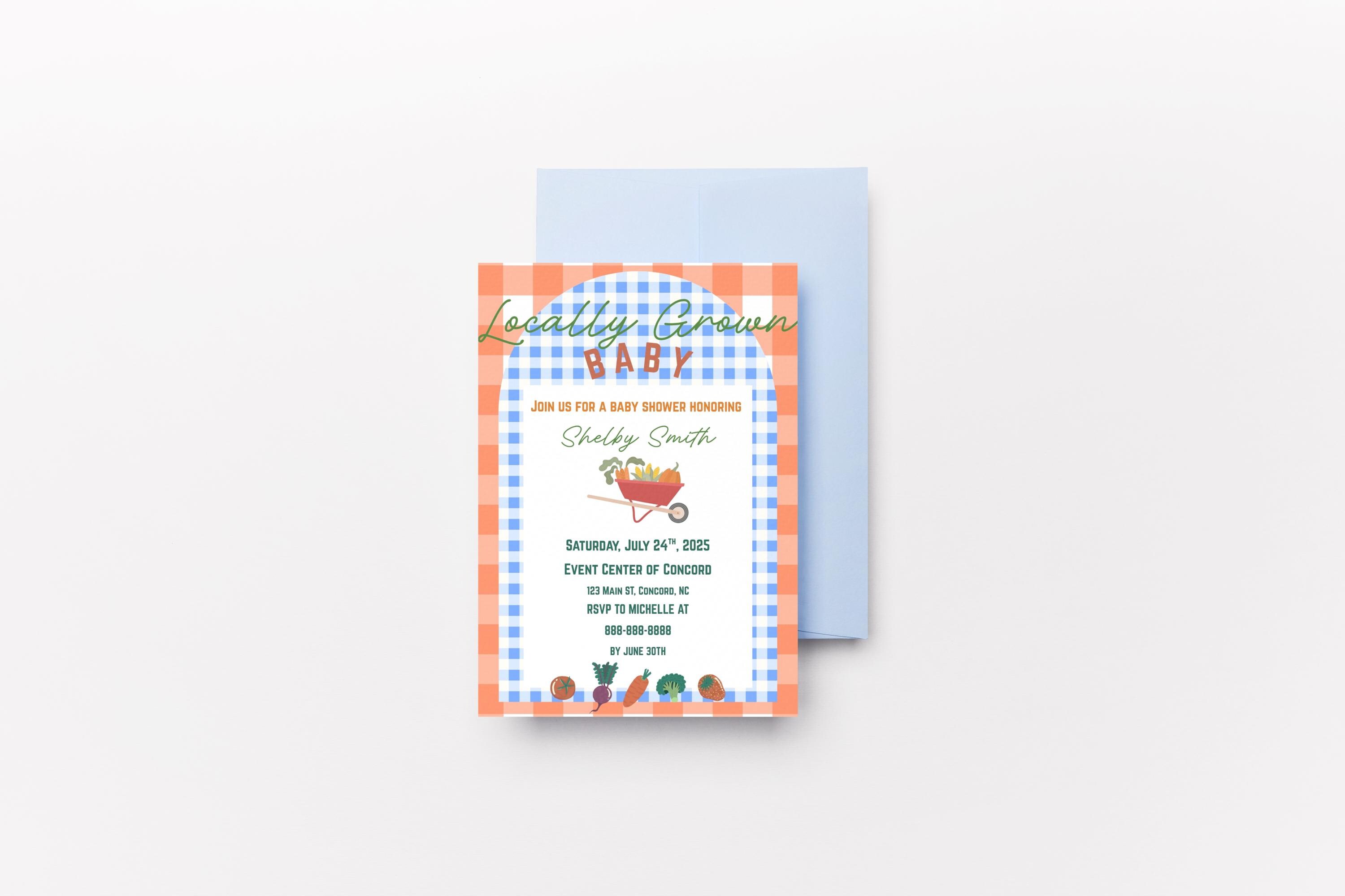 Locally Grown Baby Shower Invitation: Farm to Table Theme (digital ...