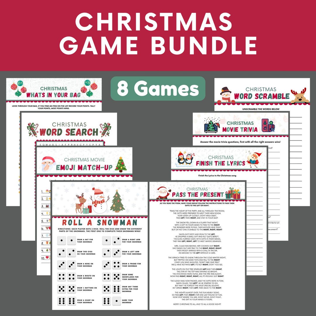 Printable Christmas Game Bundle: Holiday Party Games (digital Download ...