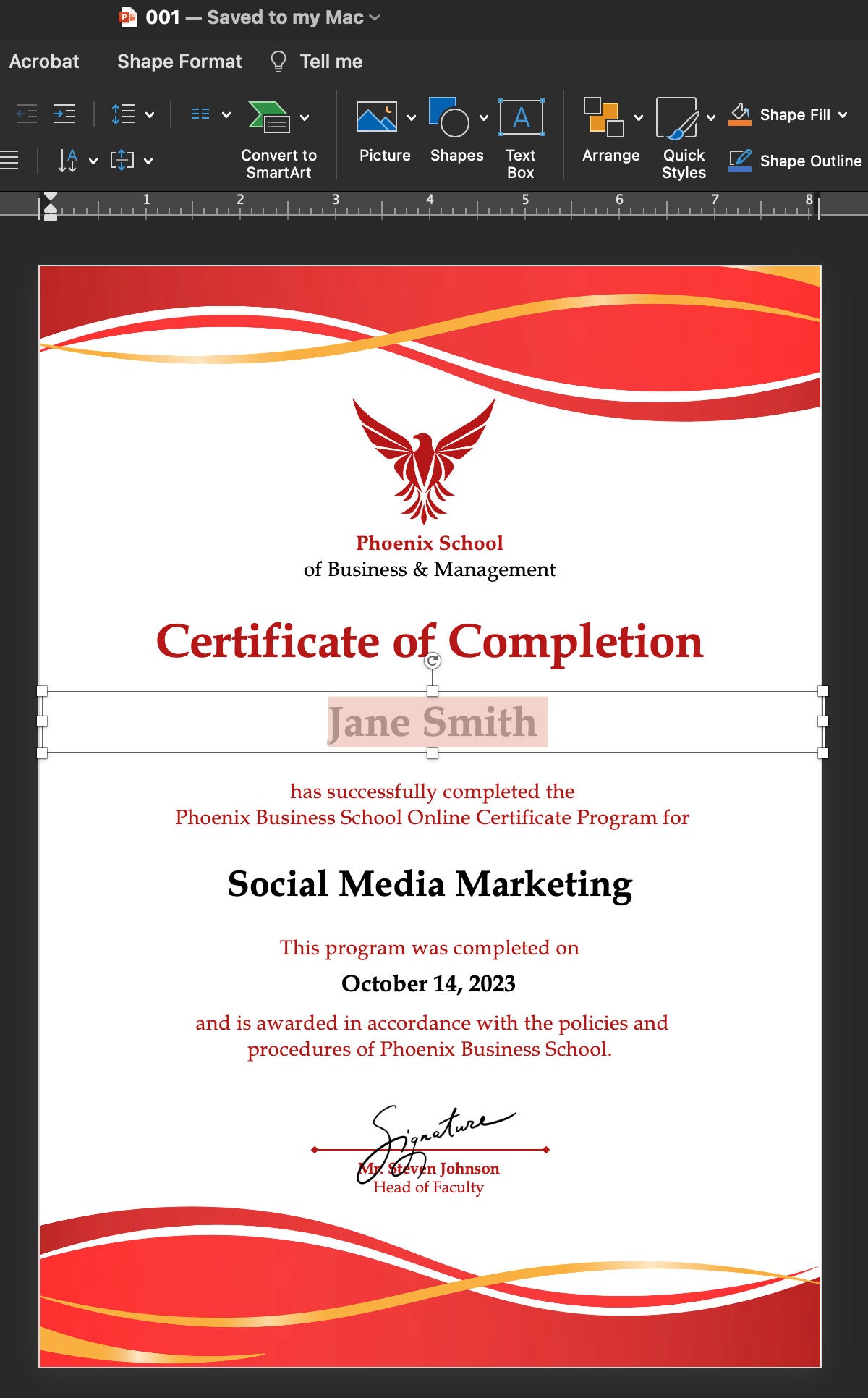 Red Diploma Certificate of Completion Template - Powerpoint (.pptx) A4 ...