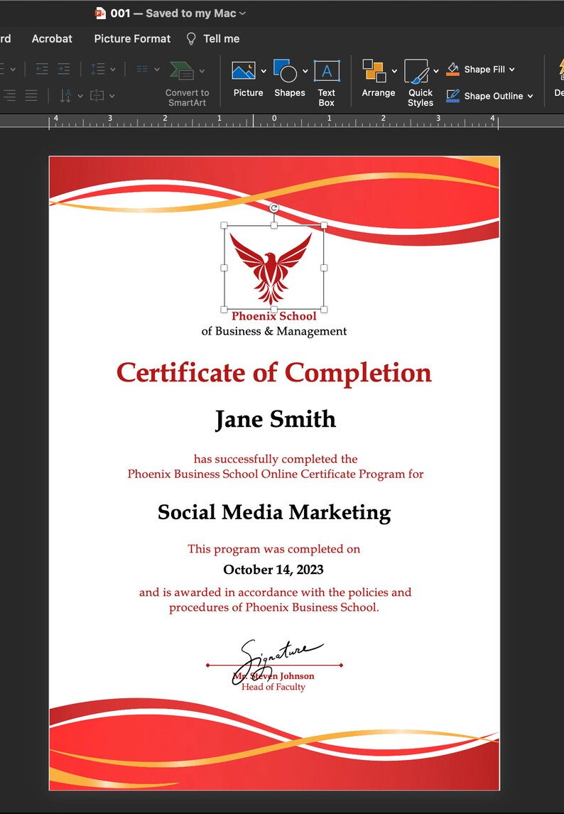Red Diploma Certificate of Completion Template - Powerpoint (.pptx) A4 ...