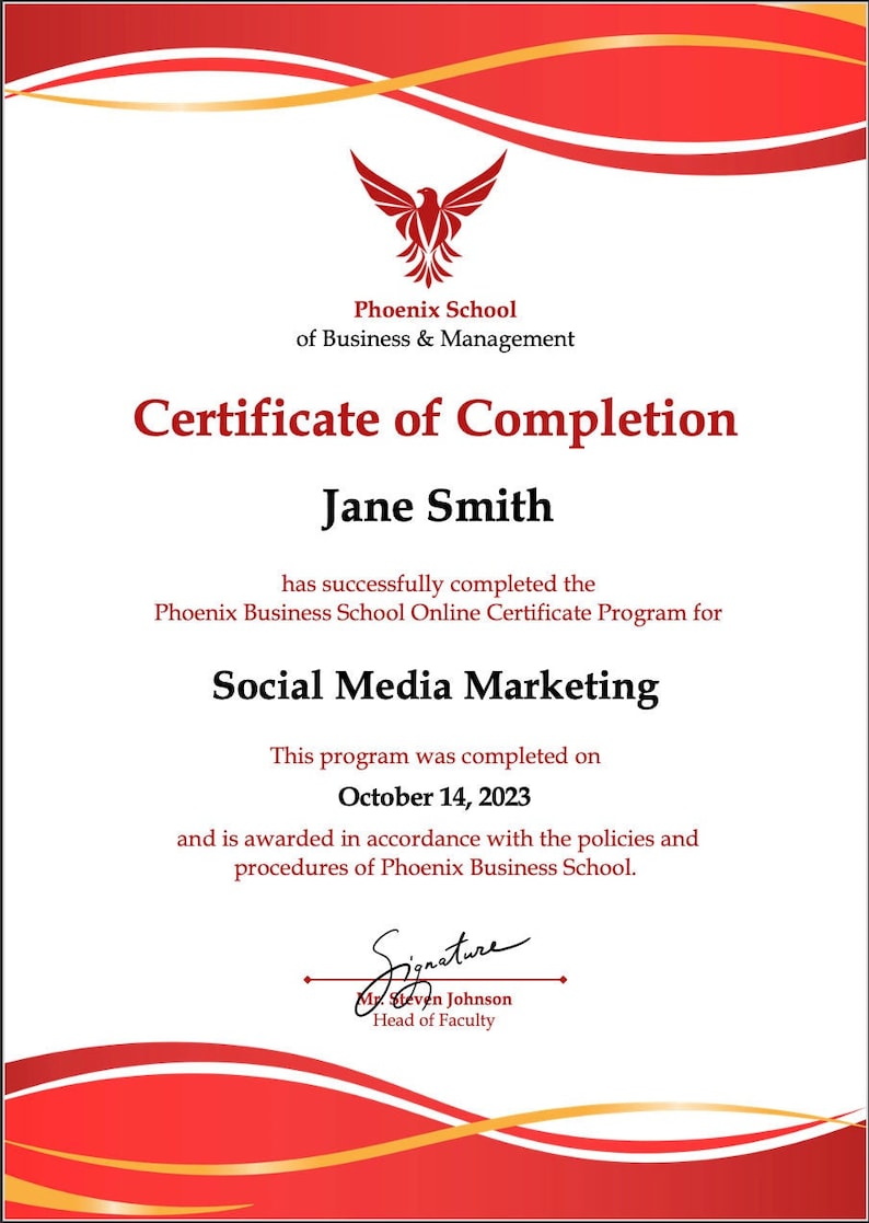 Red Diploma Certificate of Completion Template - Powerpoint (.pptx) A4 ...