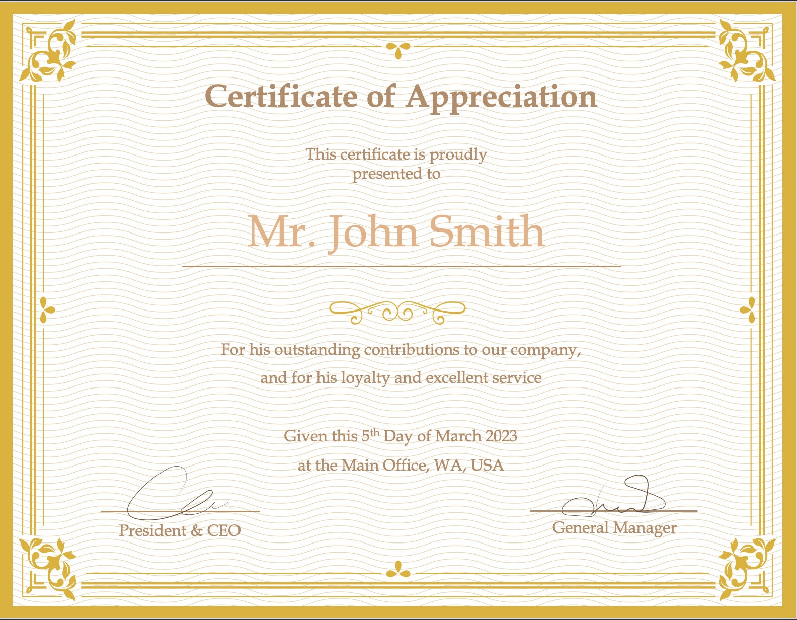 Certificate of Appreciation - Gold - Etsy