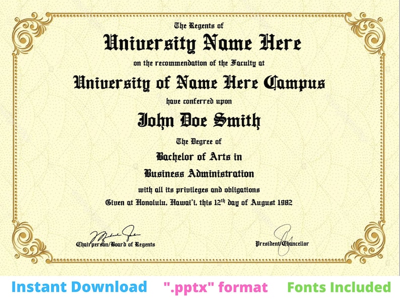 Diploma Template - Power Point 8.5x11 - Etsy