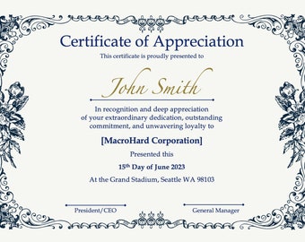 Certificate of Appreciation Gold - Etsy