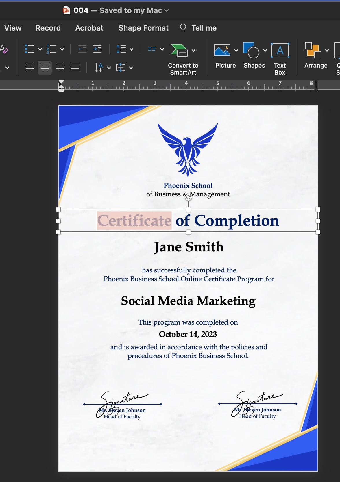 Diploma Certificate of Completion Template - Powerpoint (.pptx) A4 - Etsy