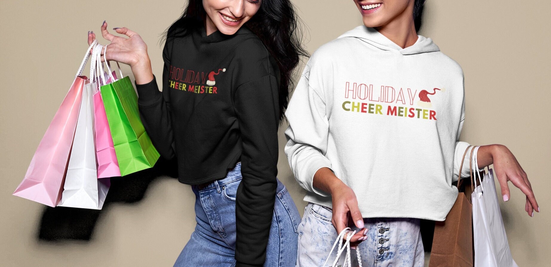 Holiday Cheermeister Crop Hoodie, Christmas Raw Edge Sweatshirt - Etsy
