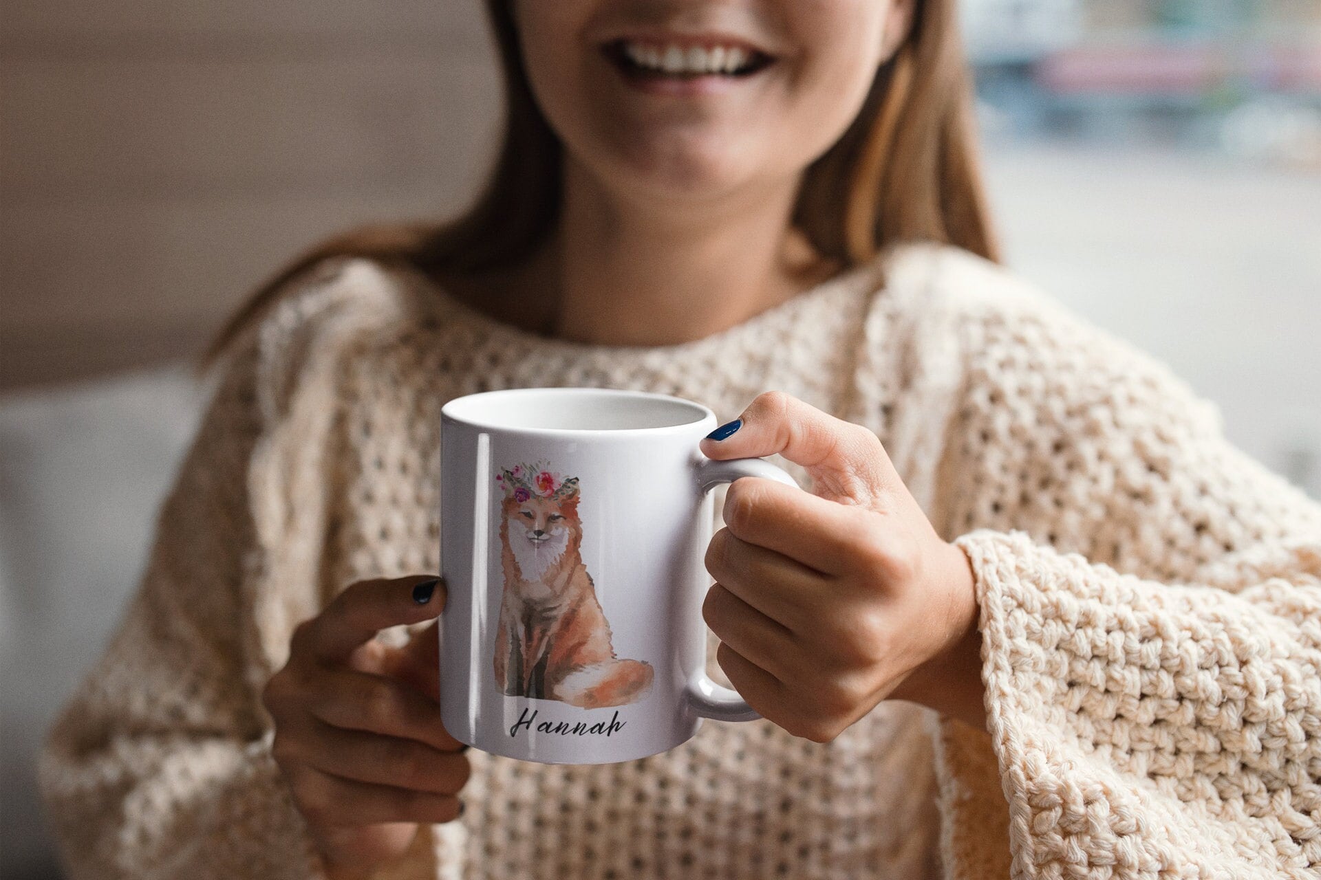 Personalized Fox Mug Fox Cup Fox Coffee Mug Floral Fox - Etsy