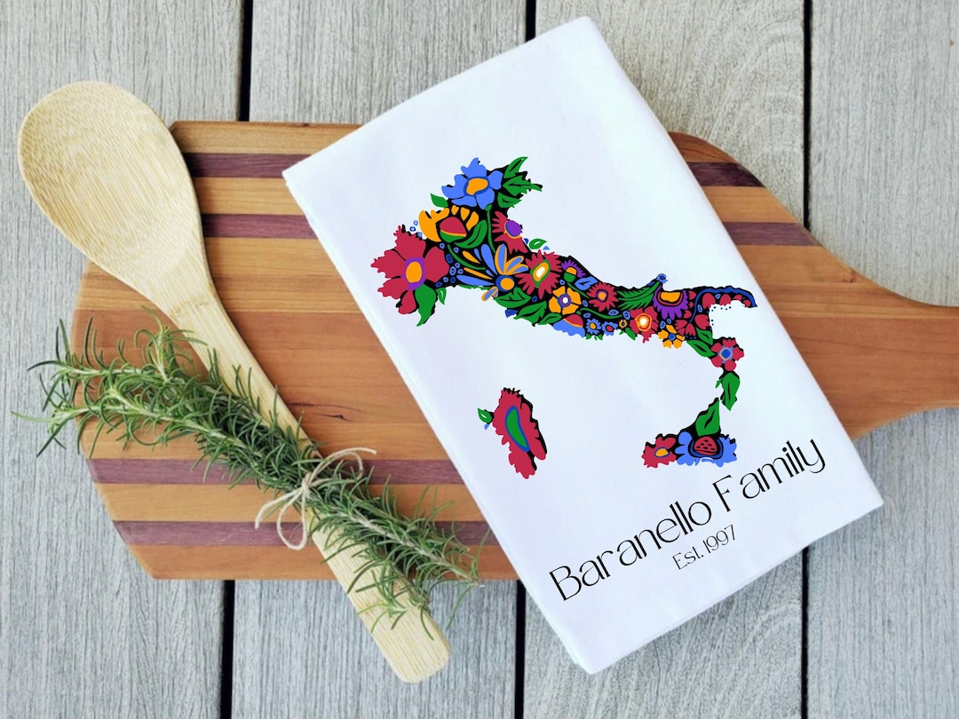 Personalized Italy Tea Towel, Italy Gifts, Italy Map Tea Towel, Tea ...