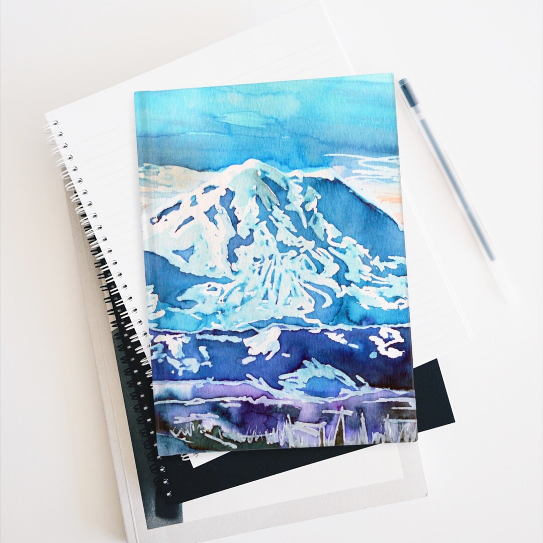 Mt. Rainier Hard Cover Journal, Watercolor Mountain Art - Etsy