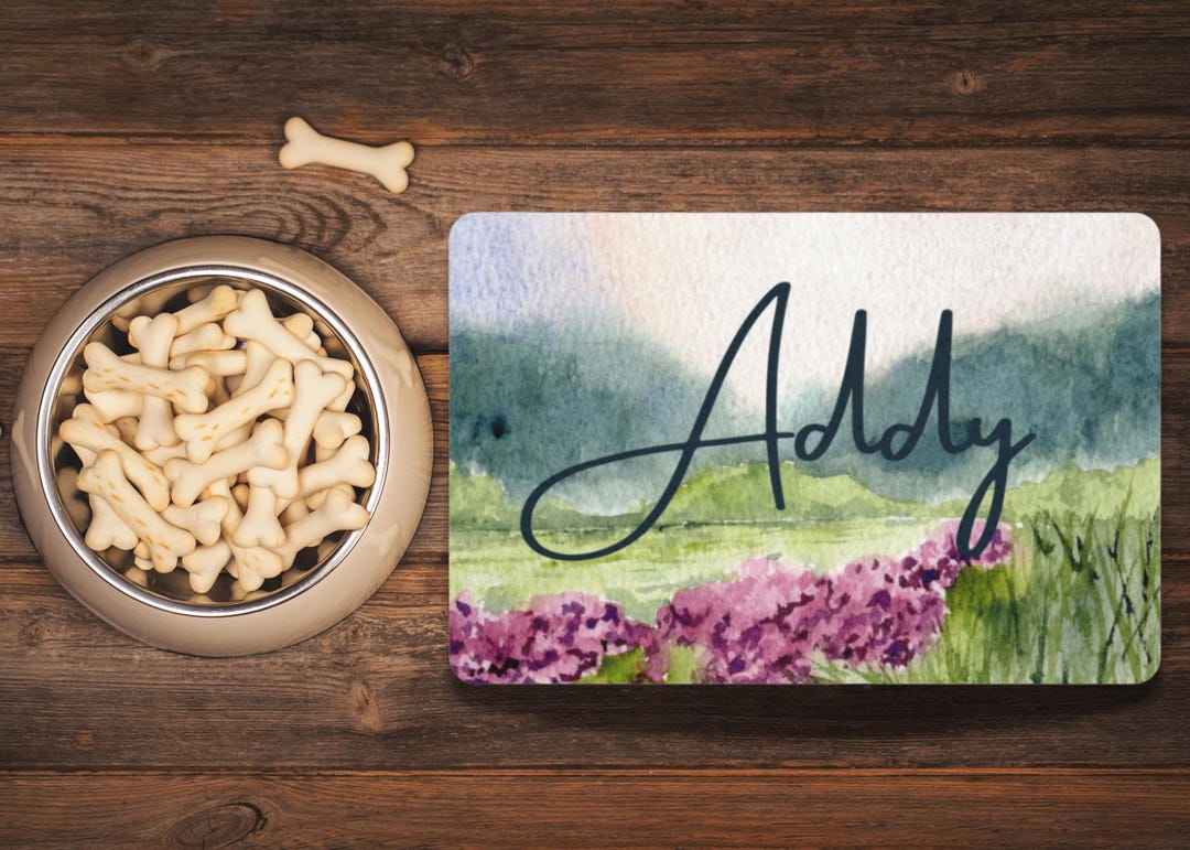 Floral Personalized Pet Placemat,pet Mat for Food, 12x18 Custom Dog/cat ...