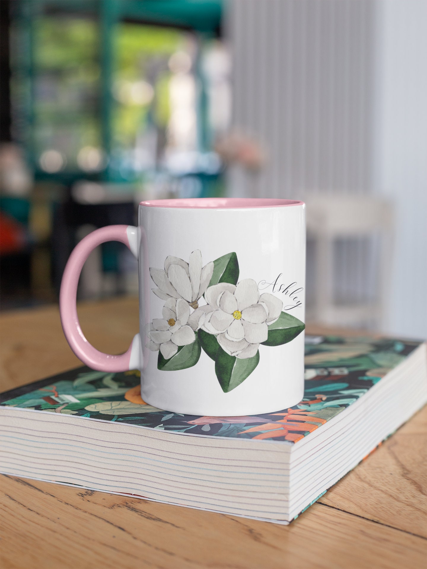 Personalized Magnolia Mug, Magnolia Coffee Cup, Customized Mug for Mom ...
