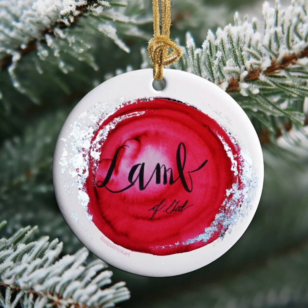 Watercolor Jesus Ornament, Lamb of God, Bible Verse Ornament, Red ...