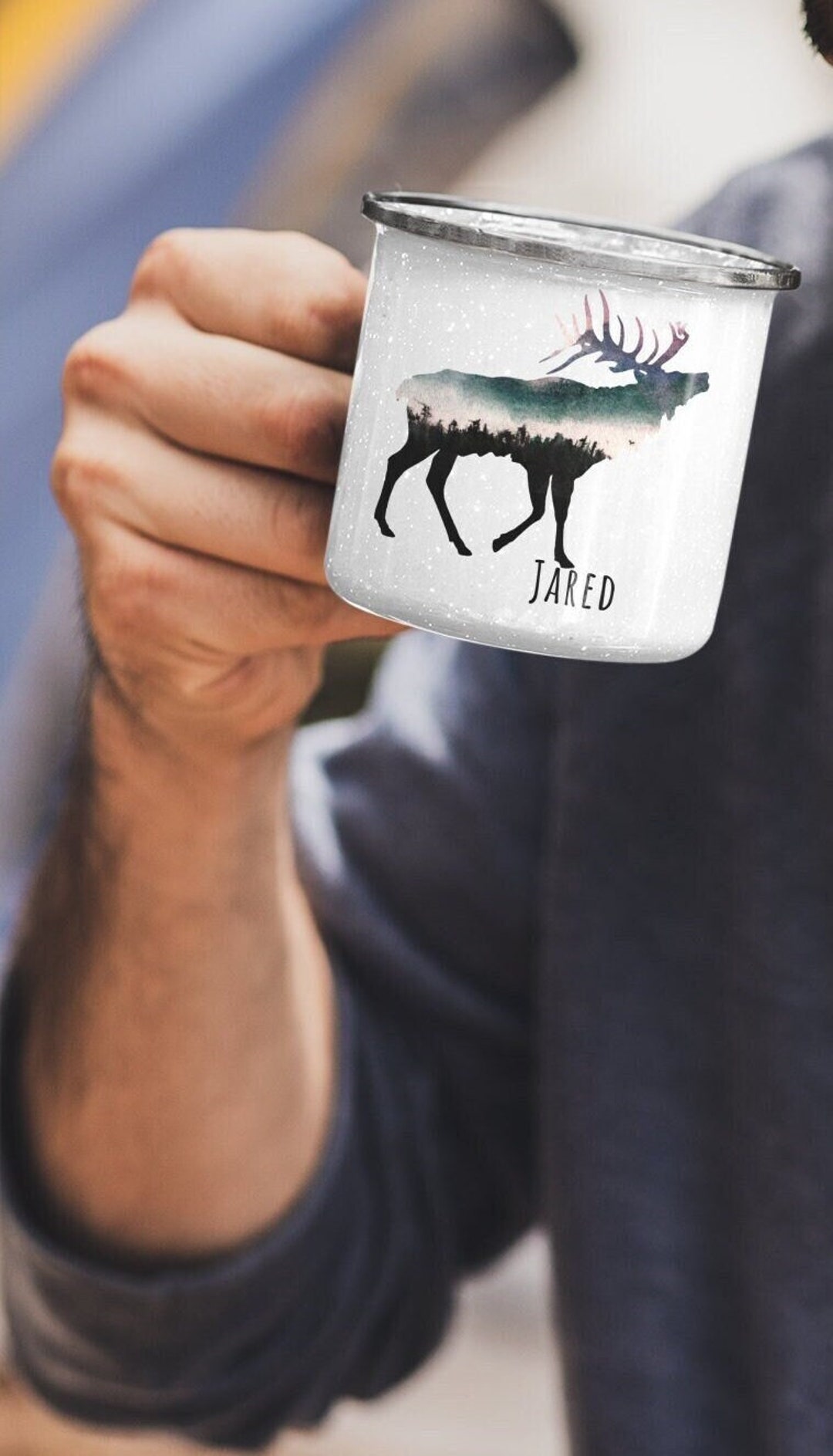 Personalized Elk Enamel Camp Mug, Hunting Gift - Etsy