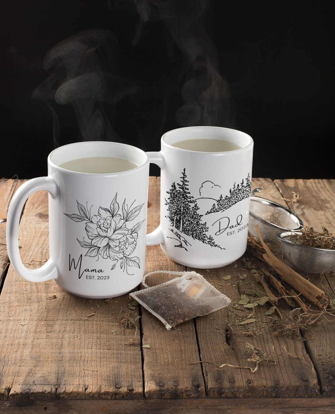 Personalized Mom & Dad Mug Set, Parent Mugs, Mom and Dad Gift,custom ...