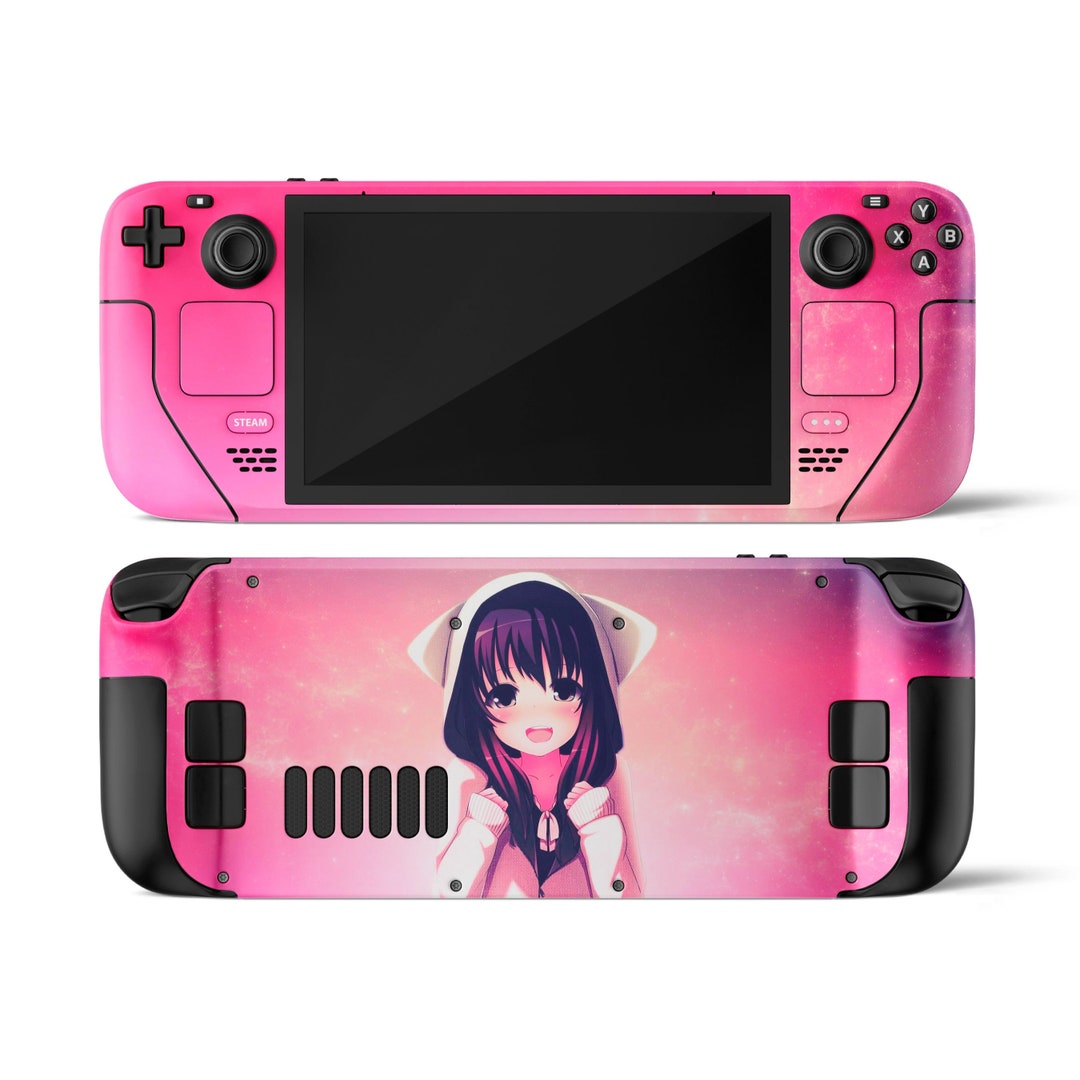 Anime Girl Steam Deck Skin, Cute Pink Steamdeck OLED Decal Wrap, Custom ...