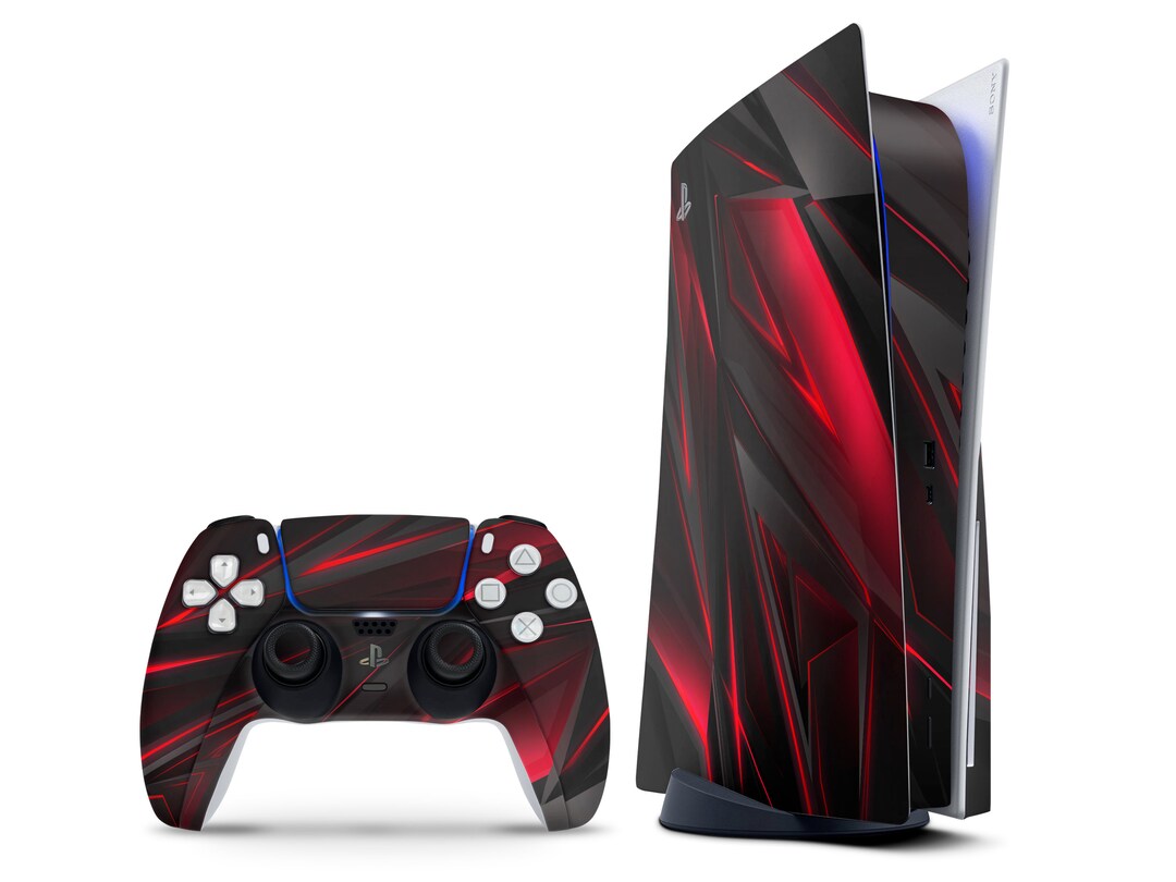 Red Polygon PS5 Skin, Abstract Black and Red Decal for Playstation 5 ...