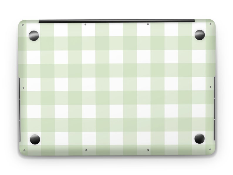 Danish Pastel MacBook Skin, Retro Gingham Matcha Green, Aesthetic Skin ...