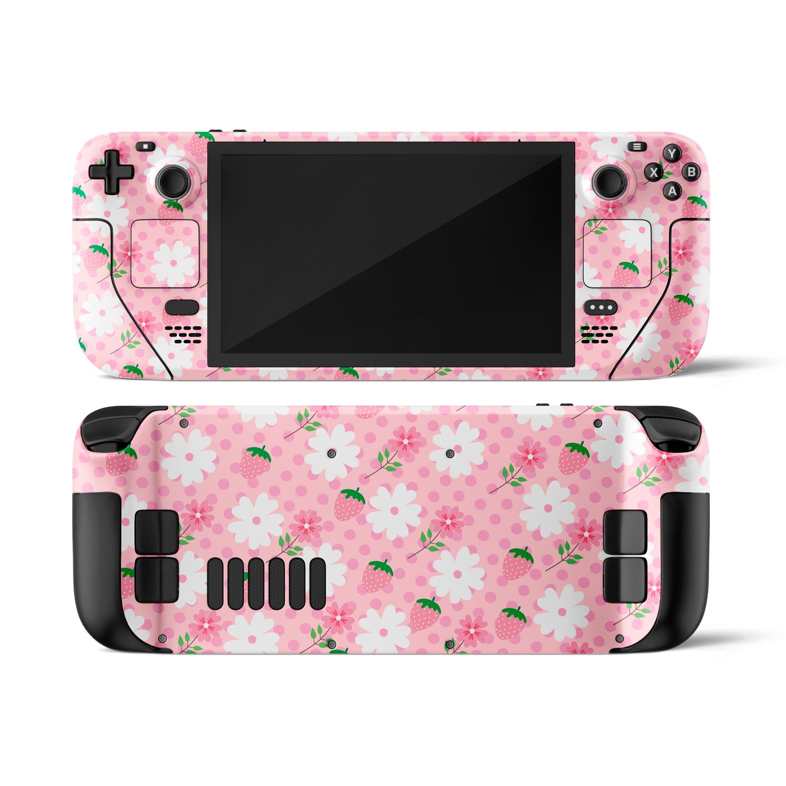 Cute Strawberry Steam Deck Skin, Pastel Pink Aesthetic Flowers Floral ...