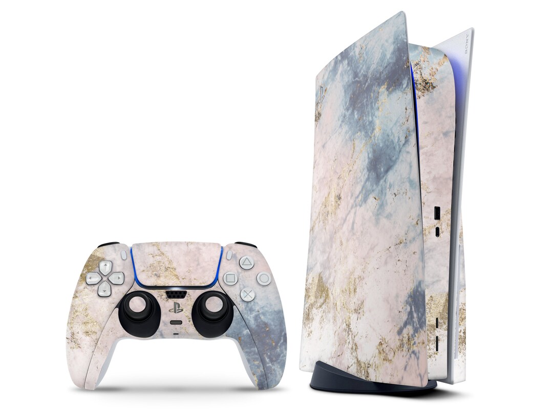 Ethereal Marble PS5 Skin, Brushed Marble With Gold Pattern Decal for ...
