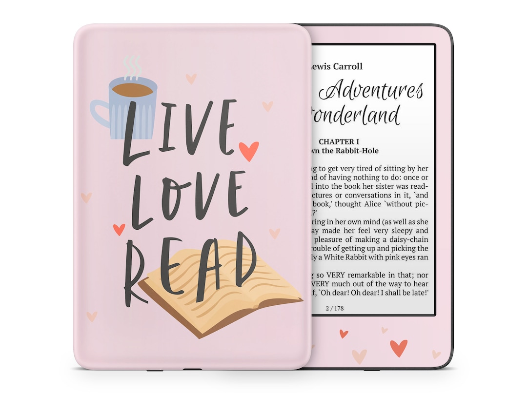 Live Love Read Kindle Skin, Cute Baby Pink Quote Design Amazon Kindle ...