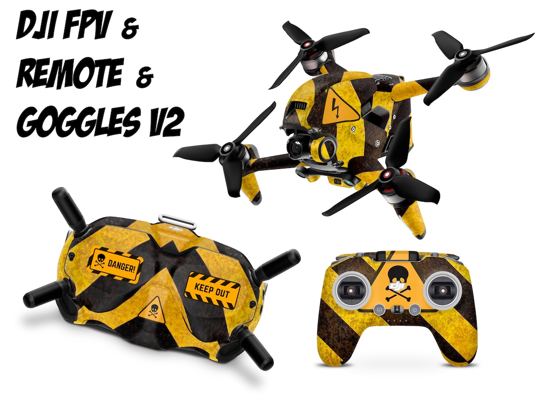 Danger DJI FPV Skin, Yellow Warning Signs Decal for Dji Fpv Drone ...