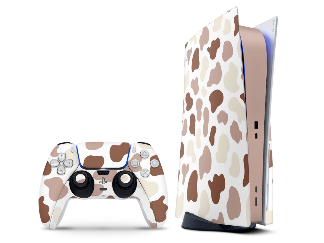 Cappuccino Cow Print Skin for PS5 Controller & Console, Brown Coffee ...