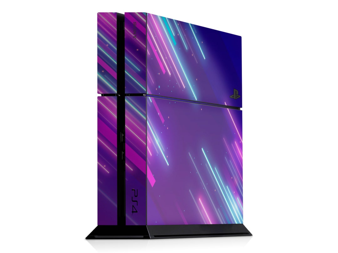 Neon PS4 Controller & Console Skin, Purple and Blue Decal for ...