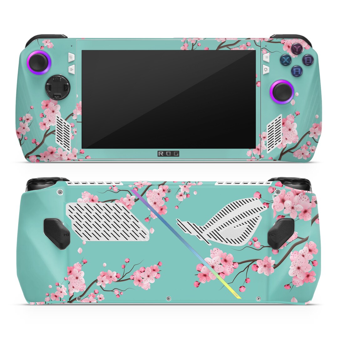 Cherry Blossom Rog Ally Skin, Japanese Sakura Flower Pastel Pink Teal ...