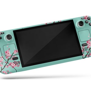 Cherry Blossom Steam Deck Skin, Pastel Pink Teal Japanese Sakura Flower ...