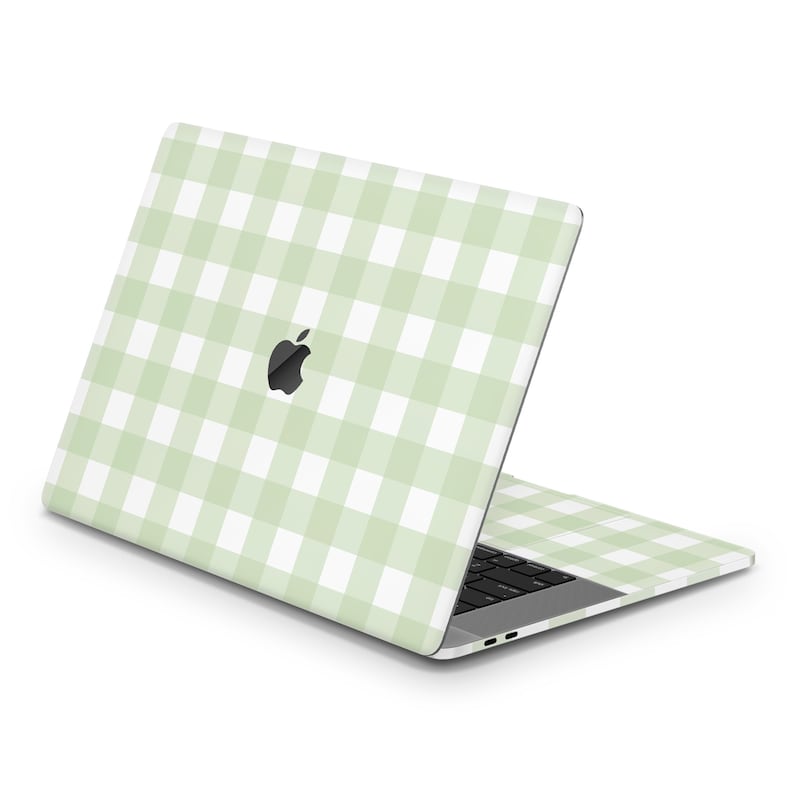 Danish Pastel MacBook Skin, Retro Gingham Matcha Green, Aesthetic Skin ...