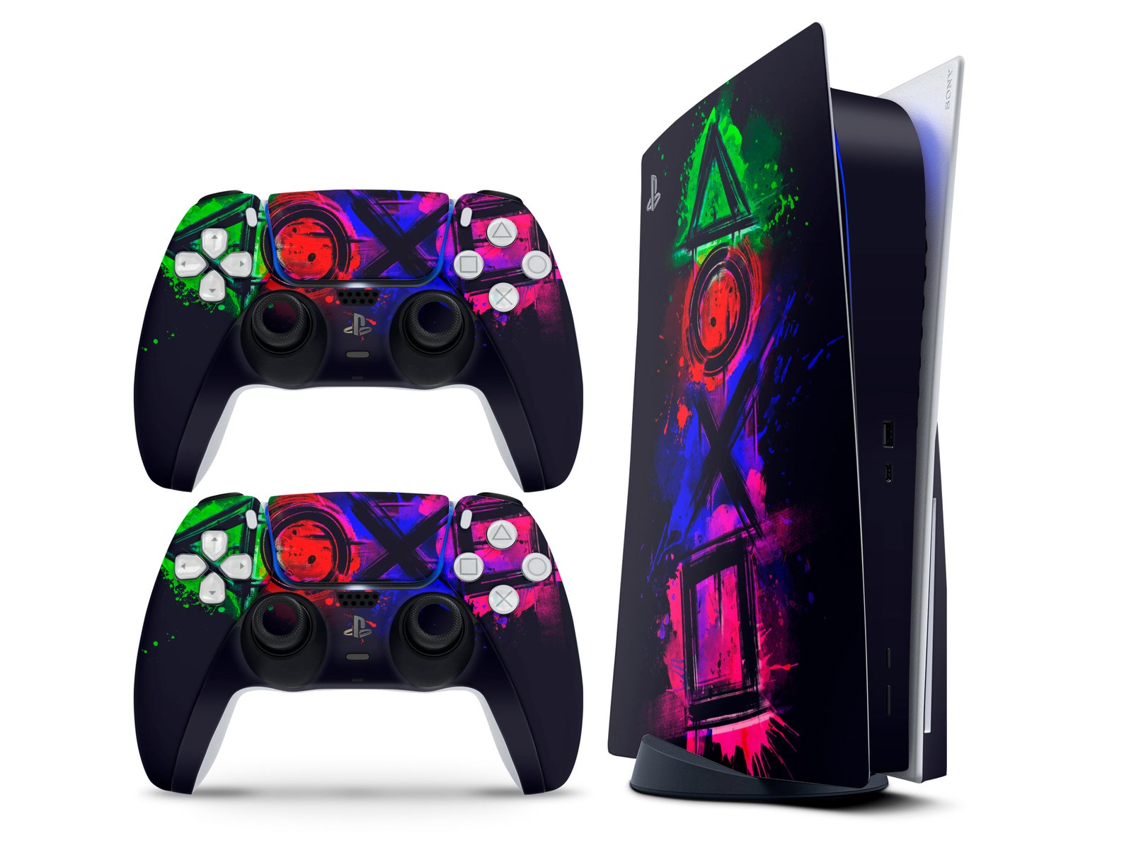 Playstation Symbols PS5 Skin, Colorful PS Symbols Abstract Decal for ...