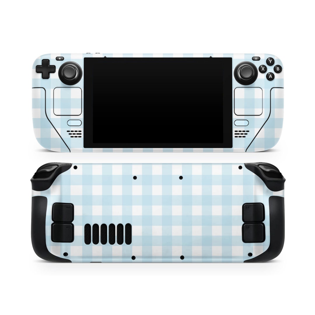 Danish Pastel Steam Deck Skin, Retro Baby Blue Gingham Checkered ...
