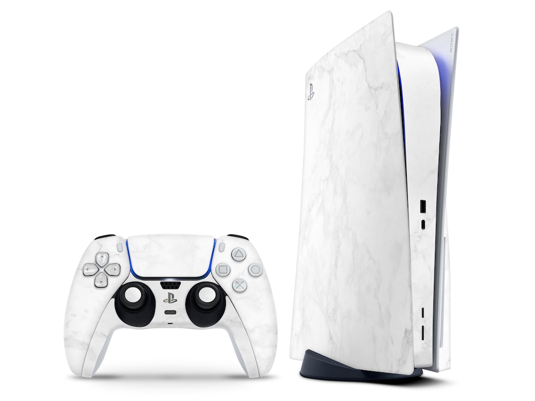 White Marble PS5 Console & Controller Skin, Aesthetic Marble Texture ...