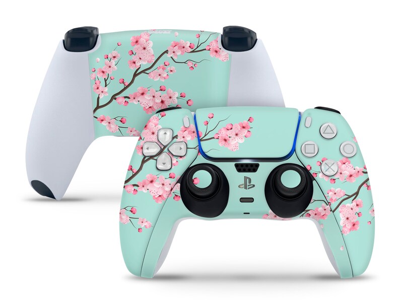 Cherry Blossom PS5 Skin, Pink Sakura Teal Decal Wrap, 3M Vinyl - Etsy ...