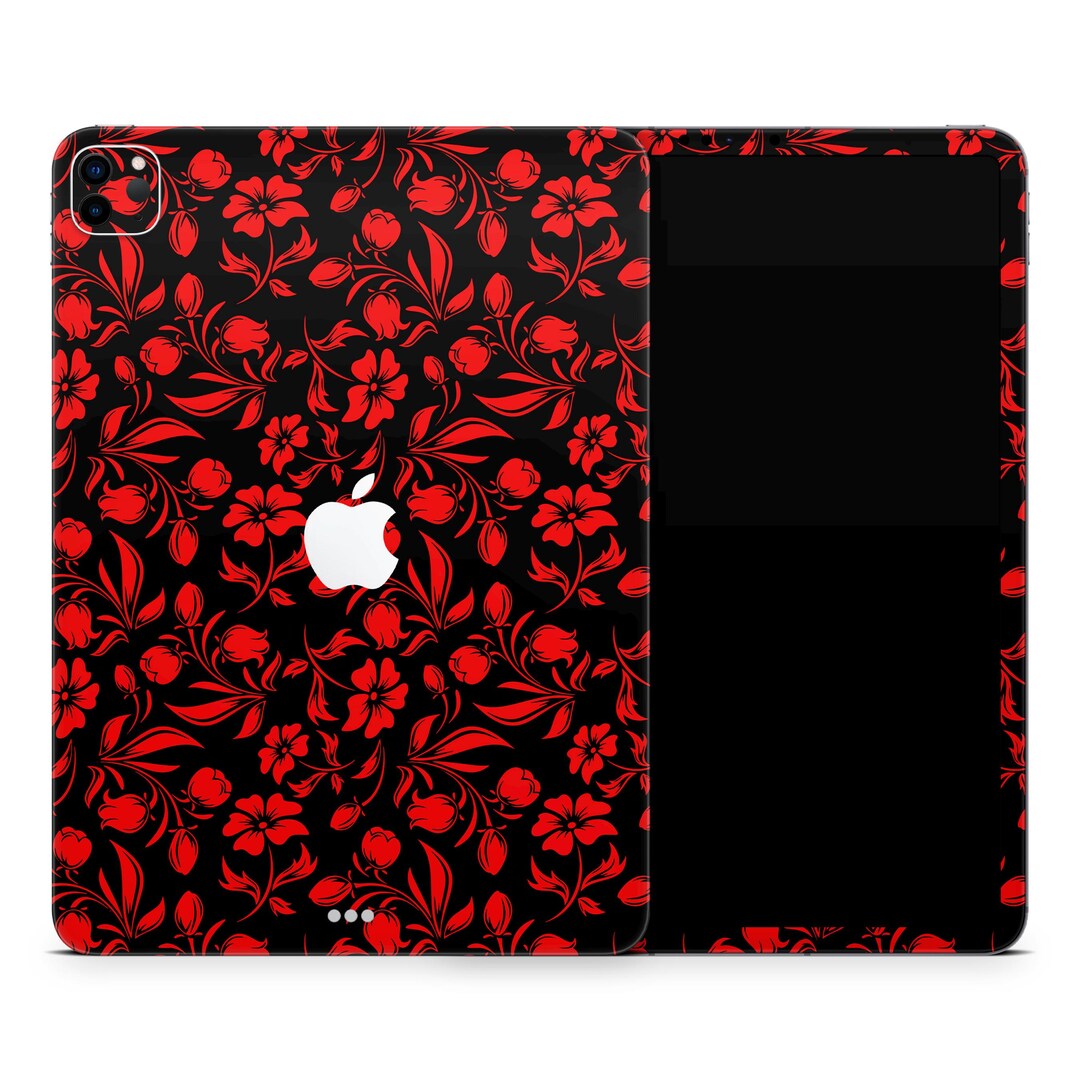 Red Roses iPad Skin: Black Floral 3M Vinyl Decal Wrap - Etsy