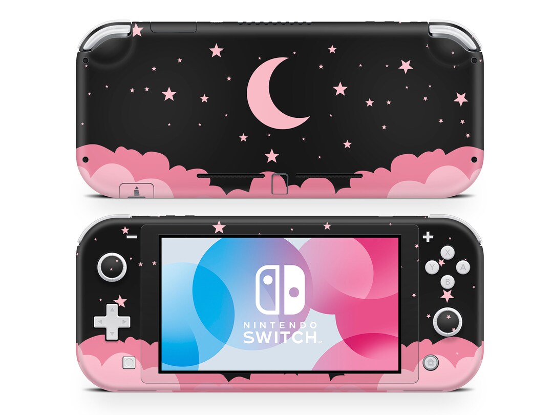 Crescent Moon Nintendo Switch Lite Skin, Cute Baby Pink Stars Clouds Switch Lite Console Decal ...