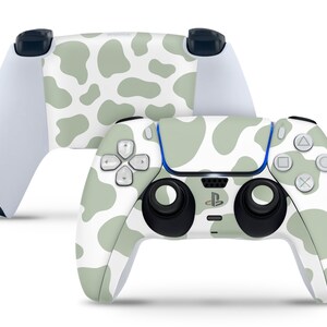 Sage Cow Print PS5 Controller & Console Skin, Cute Green Warm Sage ...