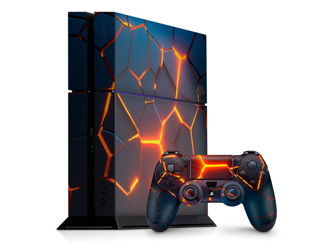 Volcano PS4 Controller & Console Skin, Signature the Core Magma Decal for Playstation 4 Slim ...