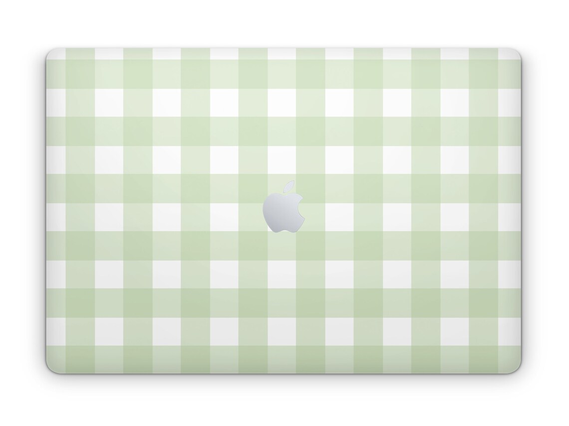Danish Pastel MacBook Skin, Retro Gingham Matcha Green, Aesthetic Skin ...
