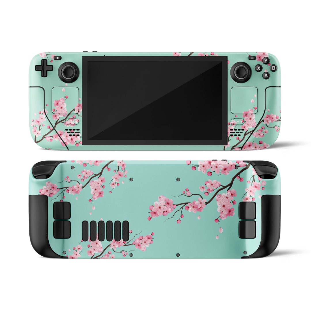 Cherry Blossom Steam Deck Skin, Pastel Pink Teal Japanese Sakura Flower ...