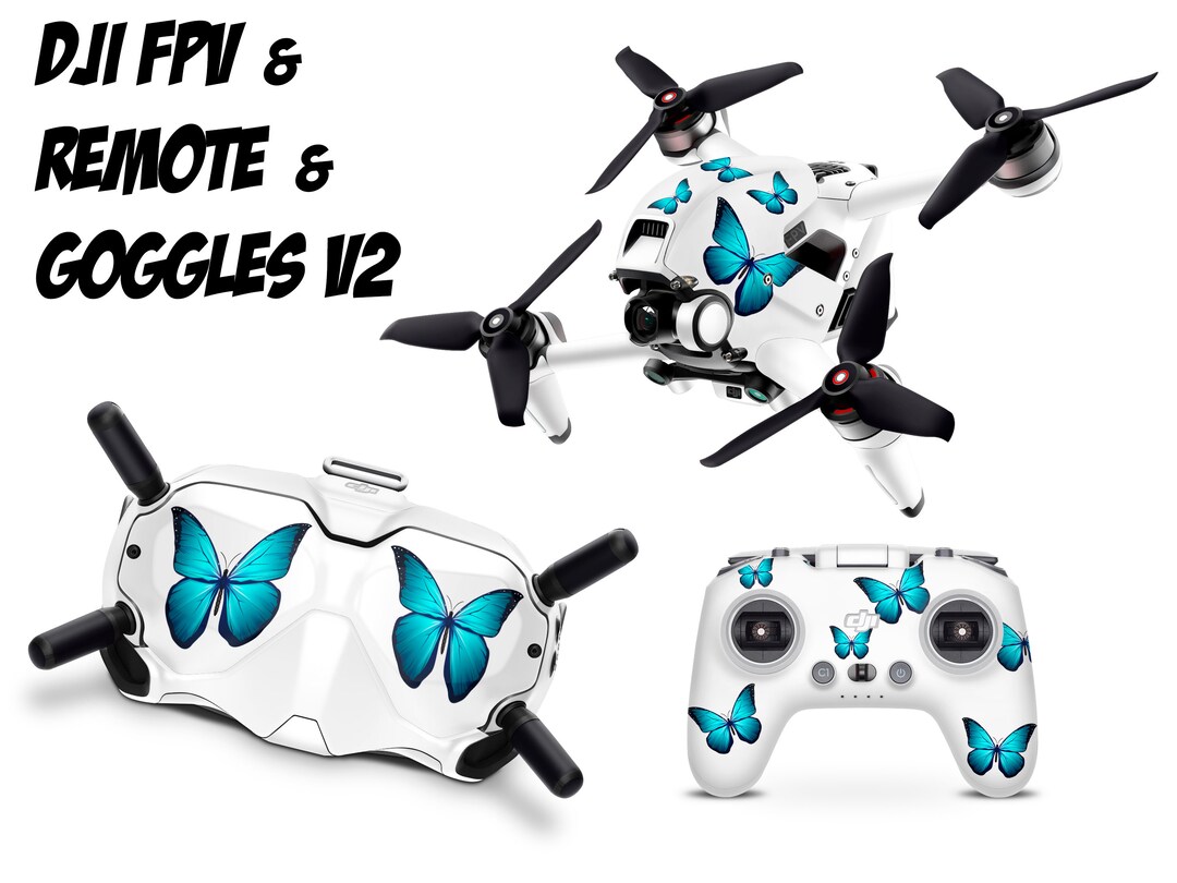 Butterfly DJI FPV Skin, Aesthetic Blue Decal for Dji Fpv Drone ...