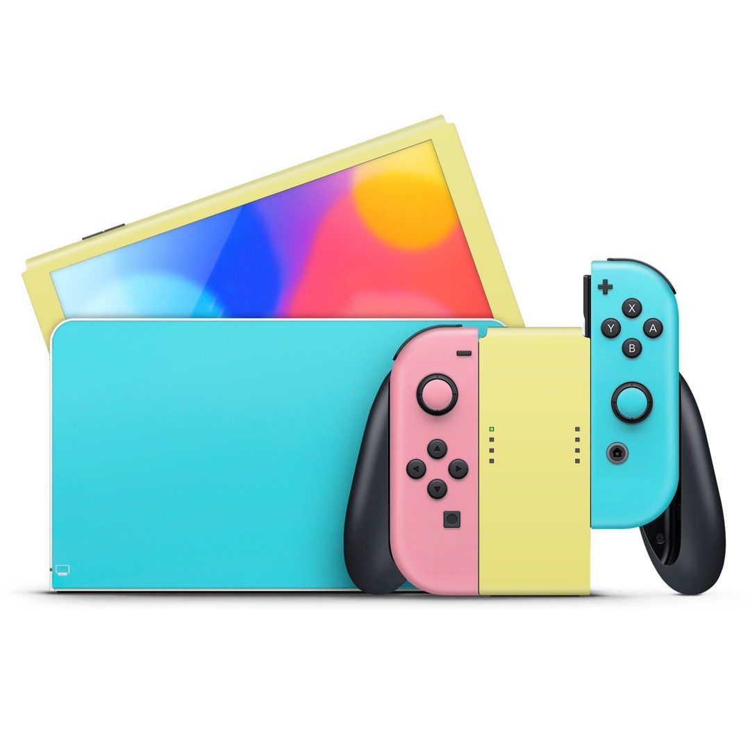 Nintendo Switch OLED Skin, Pink Turquoise Pastel Colors Switches Oled ...