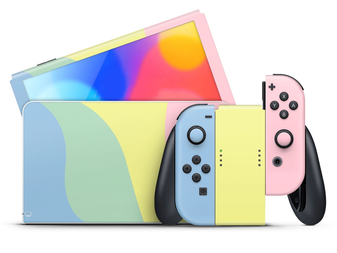 Rainbow Wave Nintendo Switch OLED Skin Pastel Pink Color - Etsy