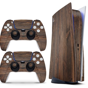 Oak Wood PS5 Console & Controller Skin, Classic Wooden Brown Design ...