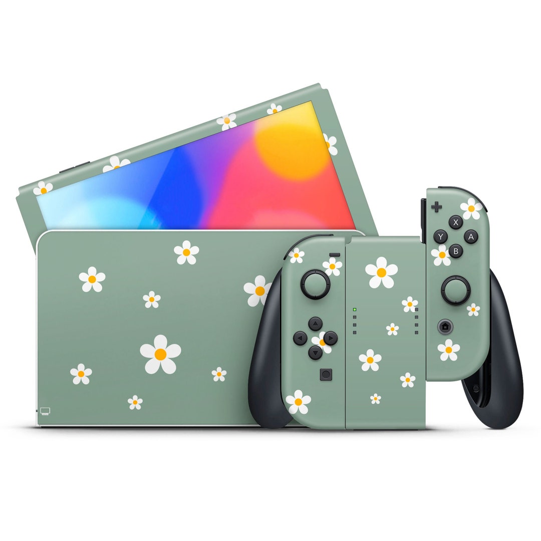 Forest Daisy Nintendo Switch OLED Skin, Sage Green Floral Natural ...