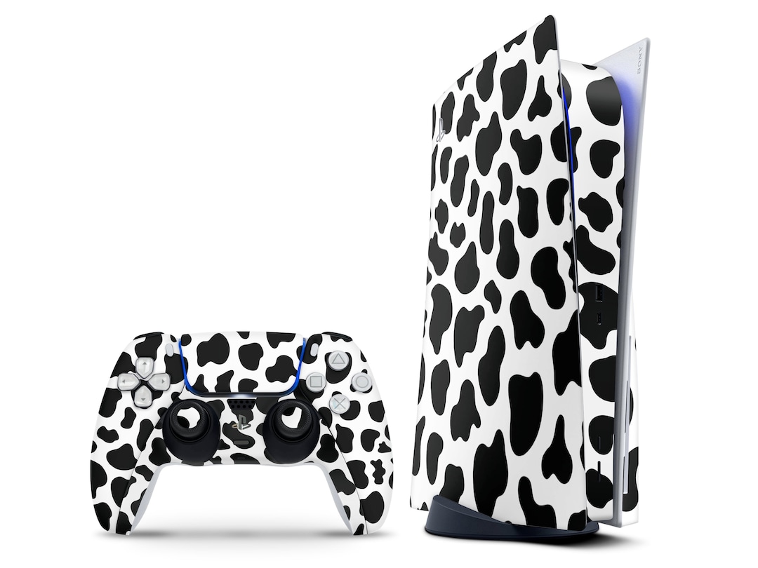 Cow Print PS5 Skin, Black and White Stains Decal for Playstation 5 ...