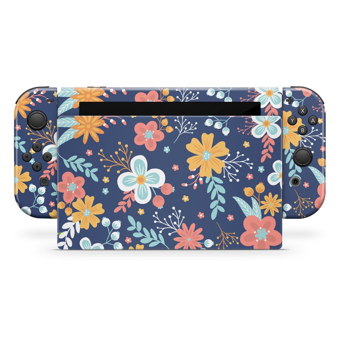 Retro Flowers Nintendo Switch Skin, Beautifull Cute Floral Bed Full ...