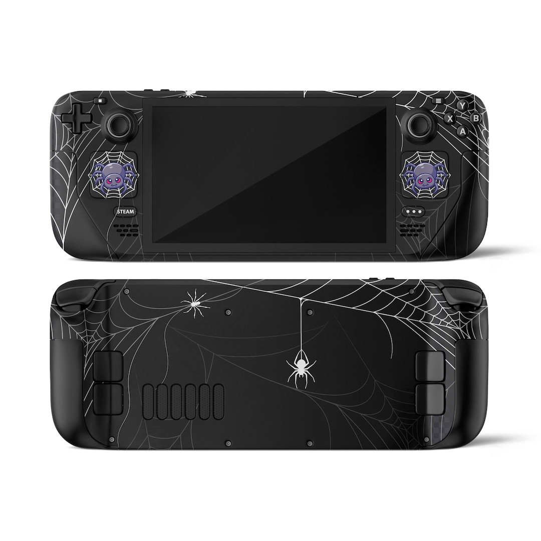 Spider Web Steam Deck Skin, Cute Spiders Black Steamdeck Decal Wrap ...