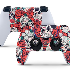 Skull and Roses PS5 Skin, Red Roses Decal for Playstation 5 Controller ...